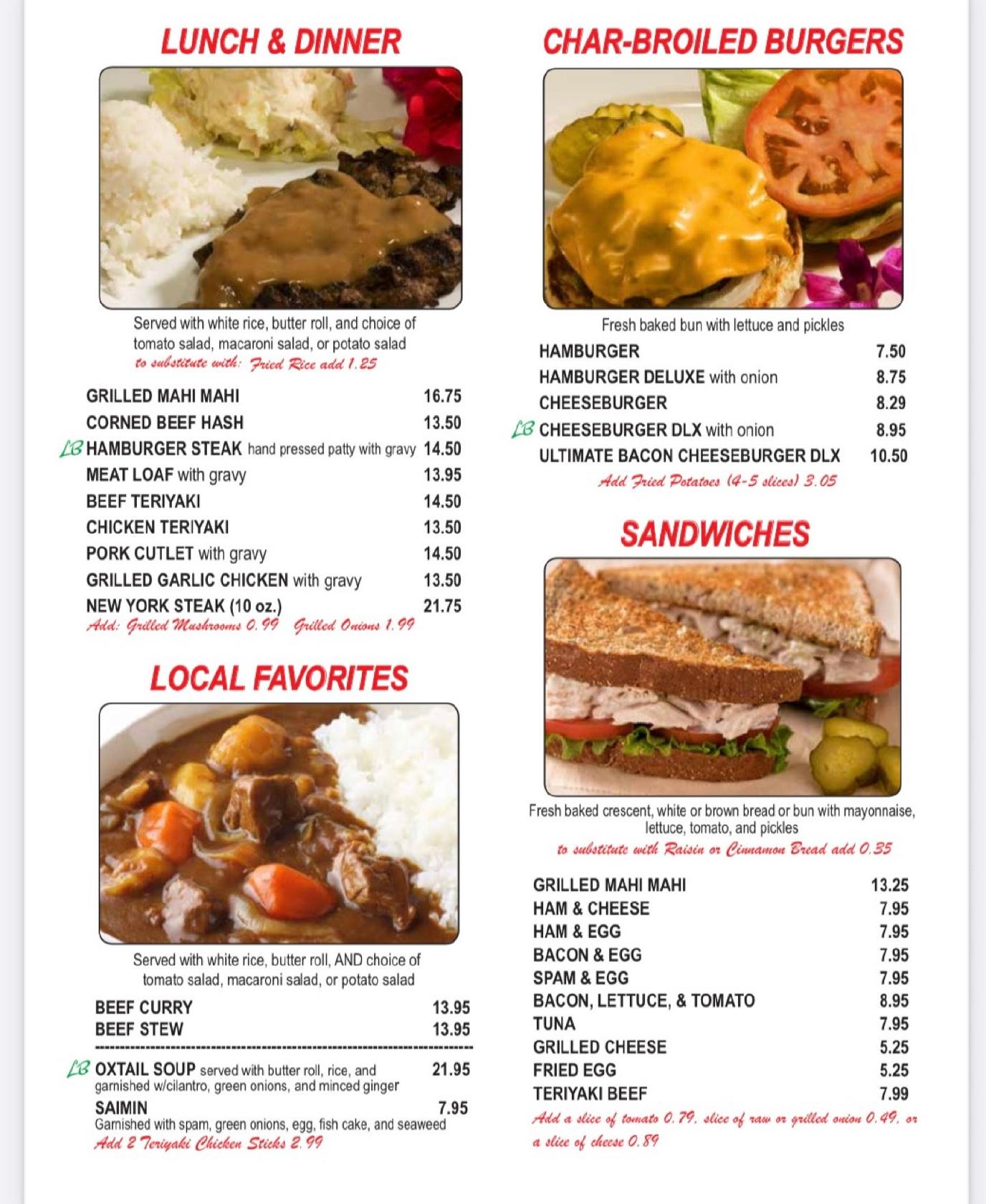 Menu At Liliha Bakery Honolulu 515 N Kuakini St Menu At Liliha Bakery Honolulu 515 N Kuakini St