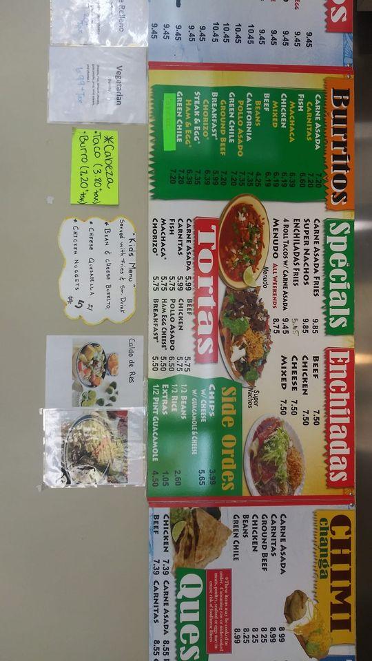 Menu at Los 3 Betos restaurant, Eloy