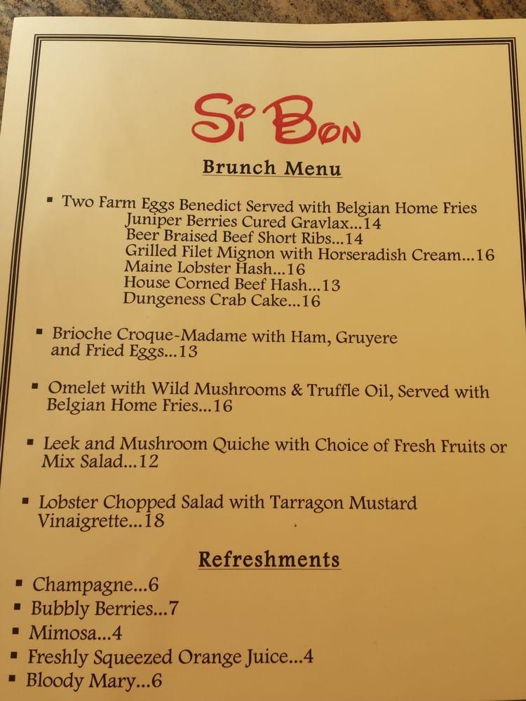 Carta del pub y bar Si Bon, Rancho Mirage