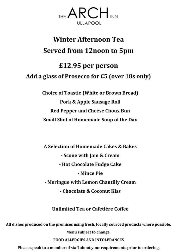 Menu at The Arch Inn pub & bar, Ullapool