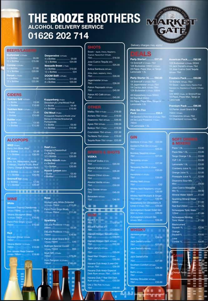 Menu at The Market Gate restaurant, Newton Abbot