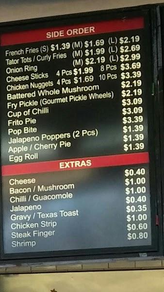 Menu at Burger Box fast food, Richland Hills, Glenview Dr