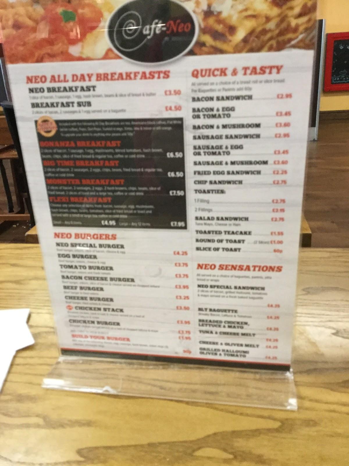 Menu at Cafe-Neo, Worksop