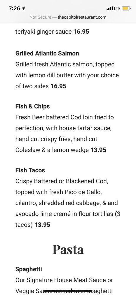 Menu at Capitol Restaurant, North Adams