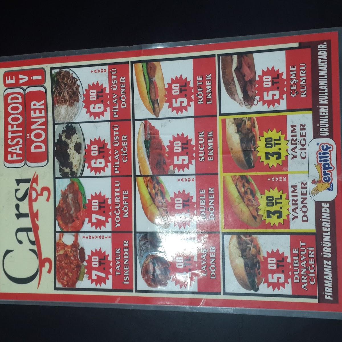 Menu at Çarşı Fastfood, Balikesir