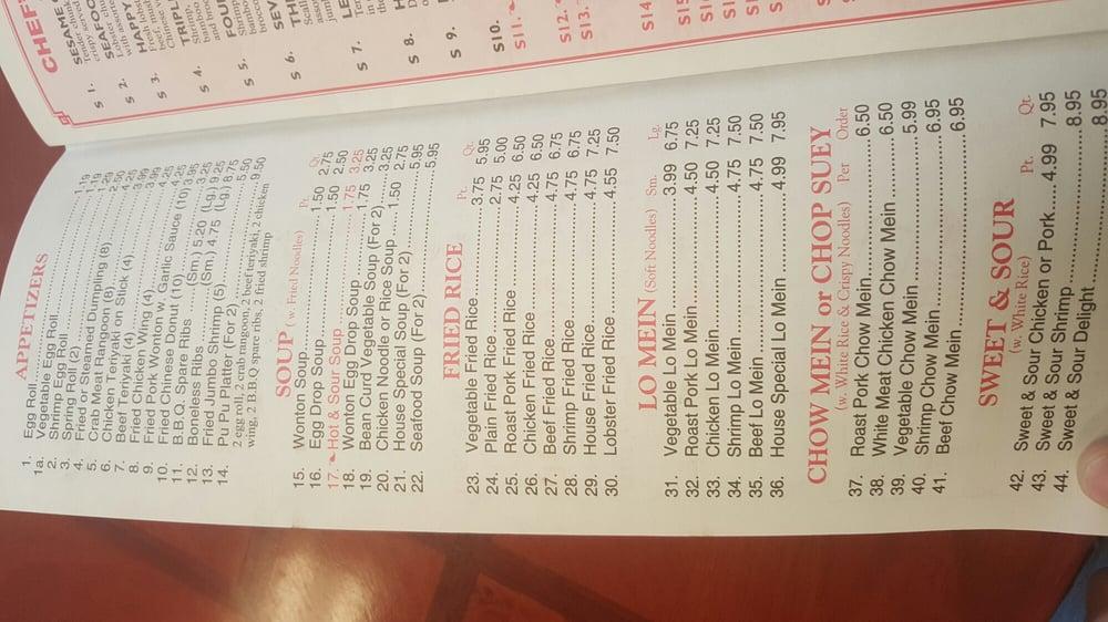 Menu at China Spring (White House) restaurant, White House