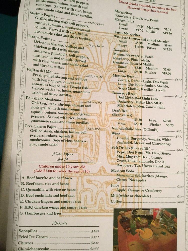 Menu at La Tolteca Authentic Mexican Cuisine restaurant, Portage