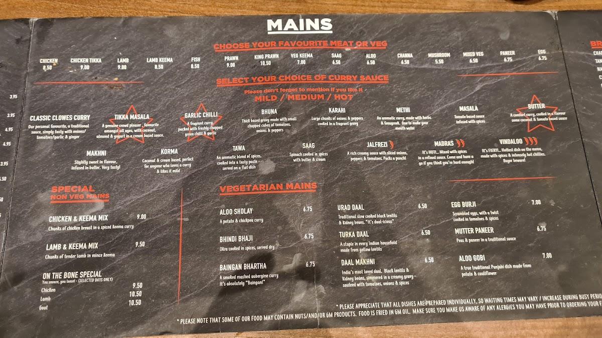 Menu at Naseeb @ The Clowes restaurant, Leicester