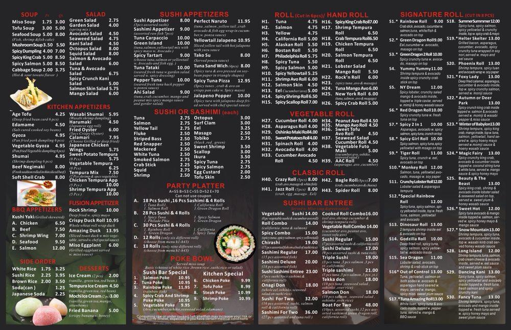 Menu at Sushi Express restaurant, North Babylon