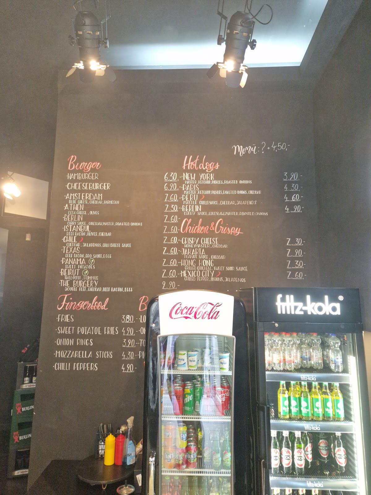 Speisekarte von The Burgery restaurant, Berlin