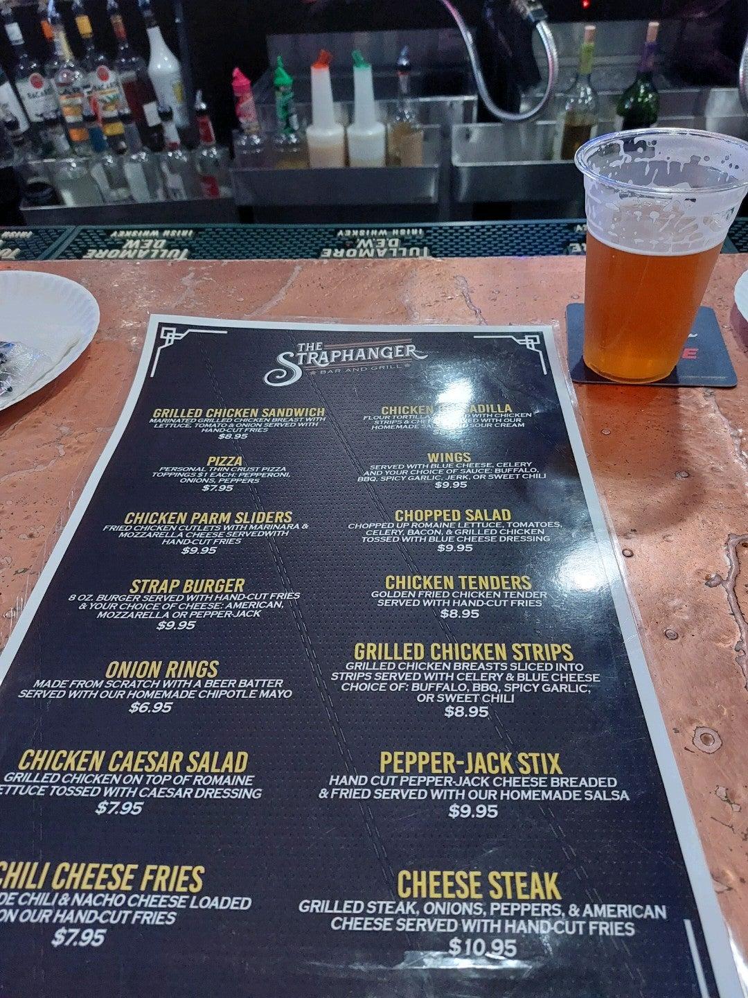 Menu at The Straphanger Saloon pub & bar, Hackensack