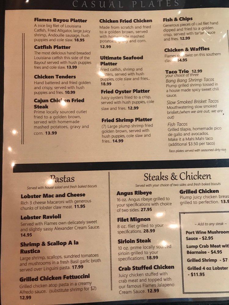 Menu at Flames pub & bar, Weatherford