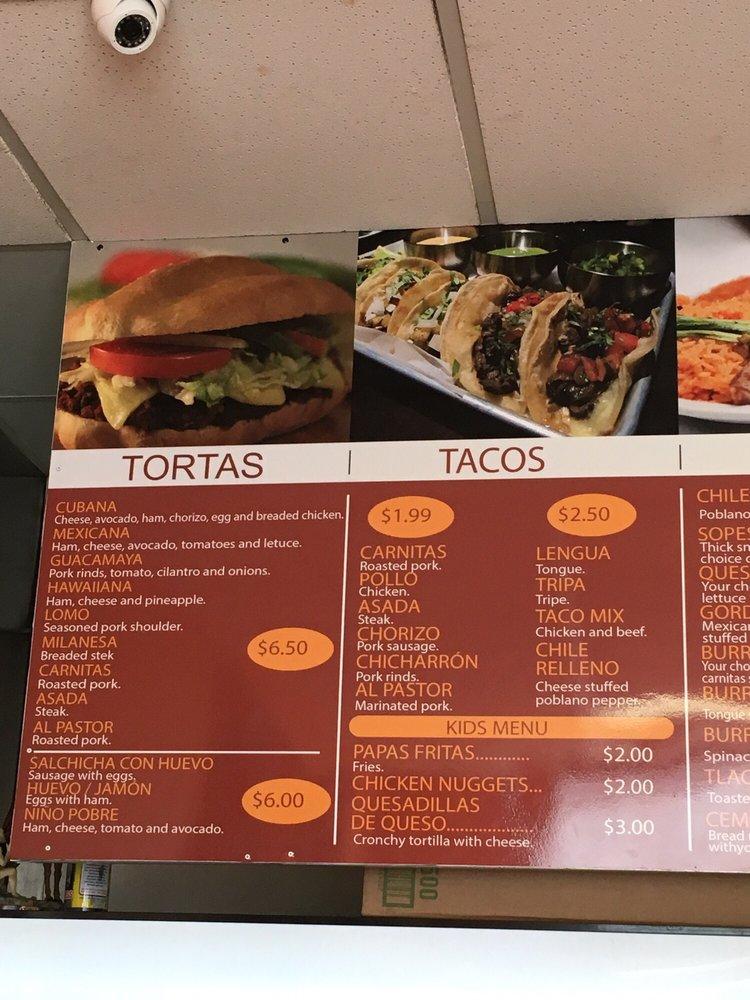 Menu at La Casa de las tortas restaurant, Atlanta