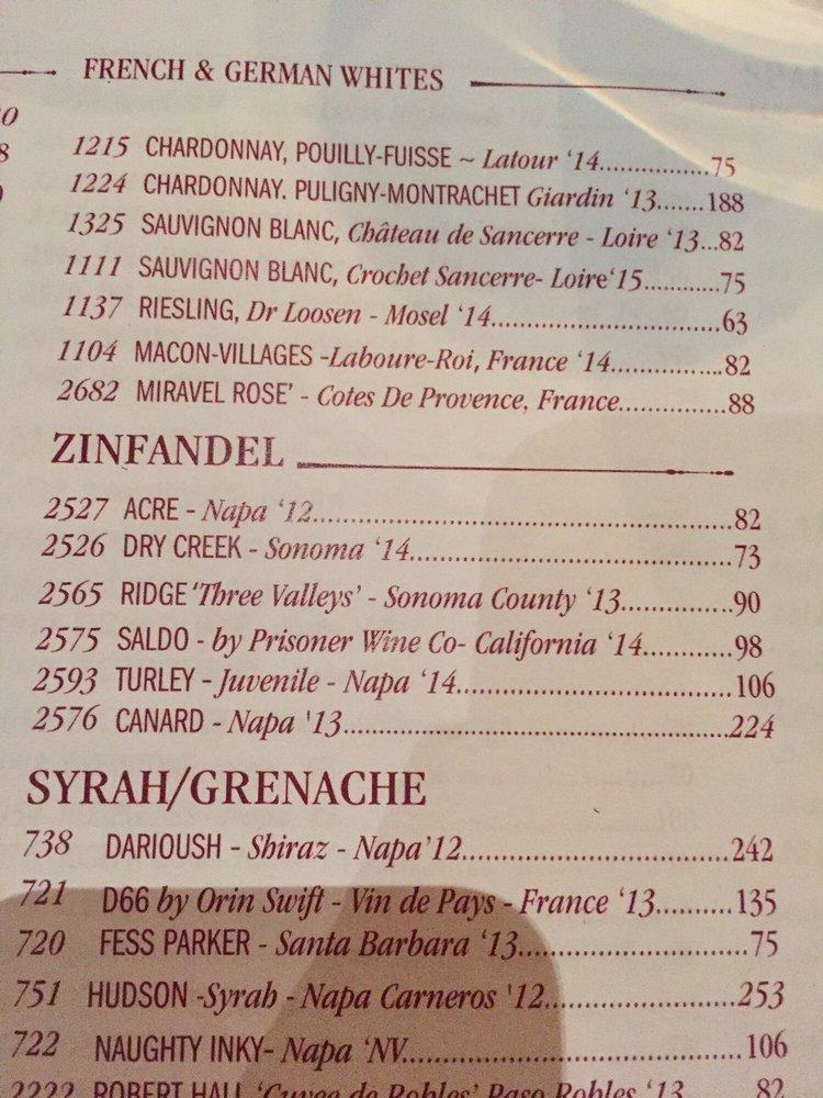 Menu at Nick & Sam's steakhouse, Dallas, Maple Ave