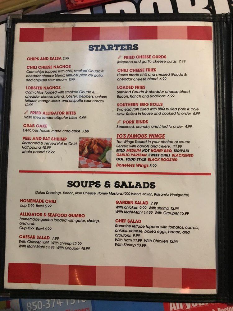 Menu at TC's Front Porch pub & bar, Navarre