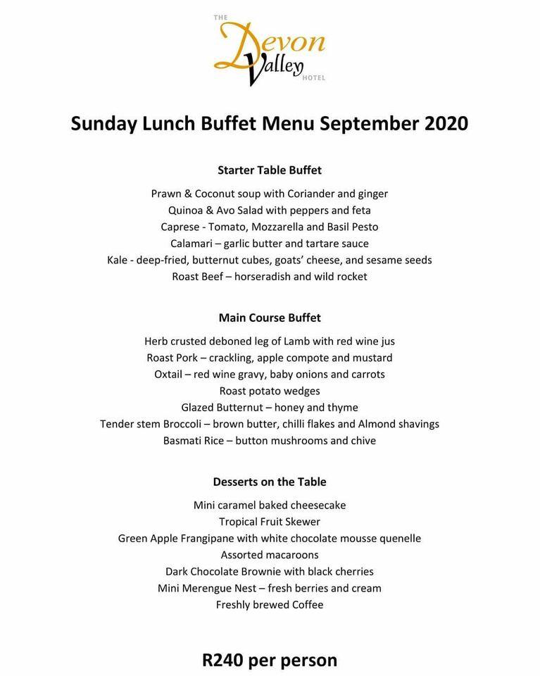 Menu at Devon Valley Hotel - Stellenbosch restaurant, Stellenbosch