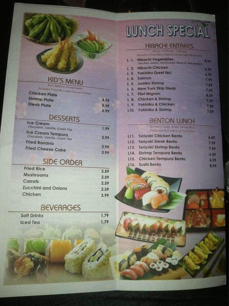 Menu at Samato restaurant, Clanton