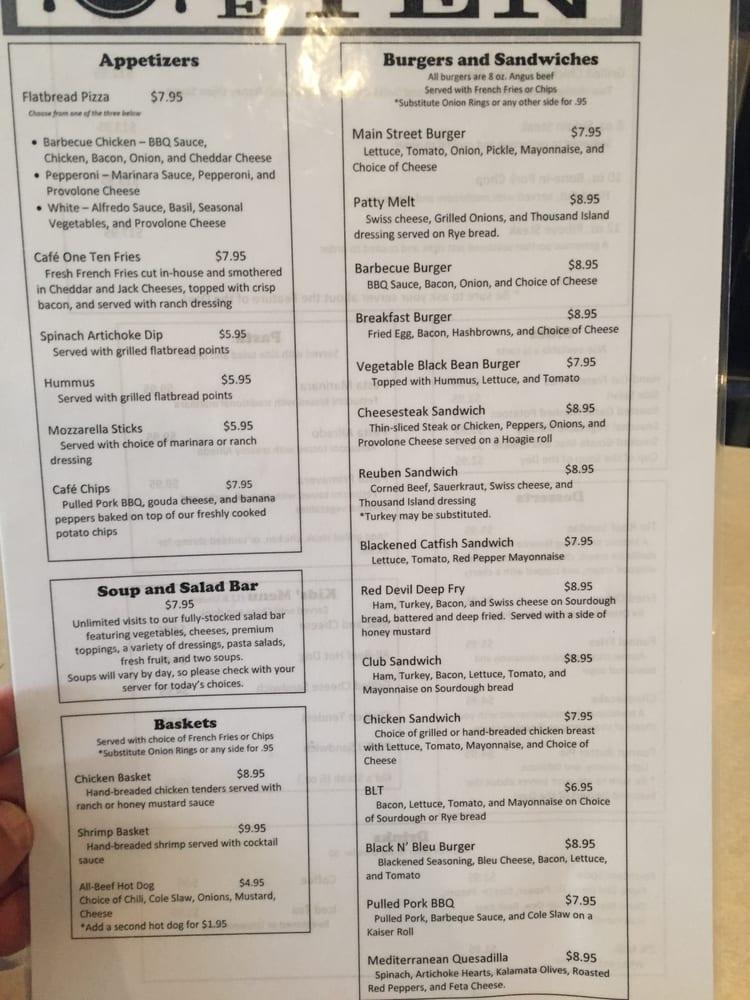 Menu at Café One Ten cafe, Oak Hill, 110 Main St