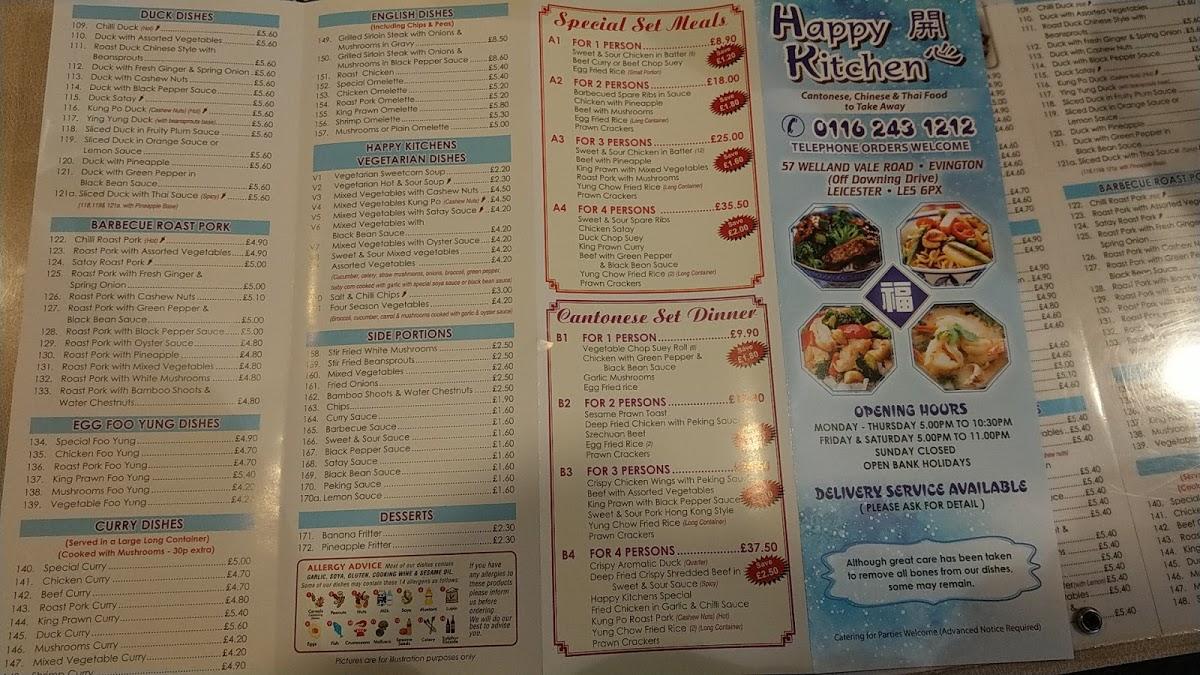 Menu at Happy Kitchen fast food, Leicester