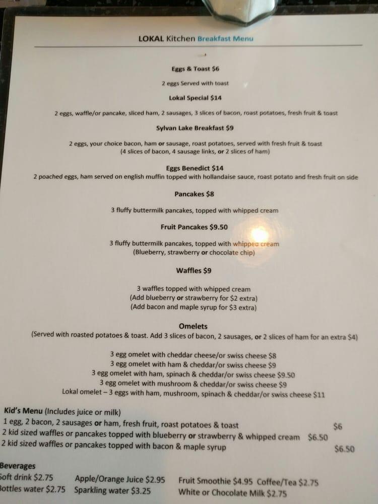 Menu at Lokal Kitchen restaurant, Sylvan Lake