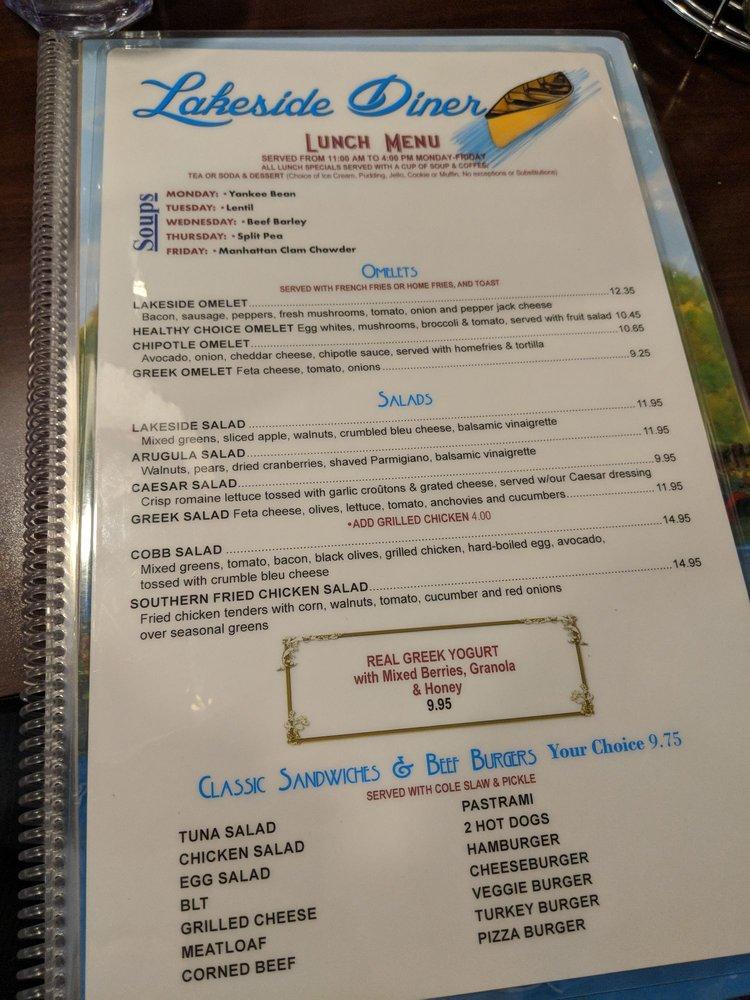 Menu at Lakeside Diner restaurant, Ringwood