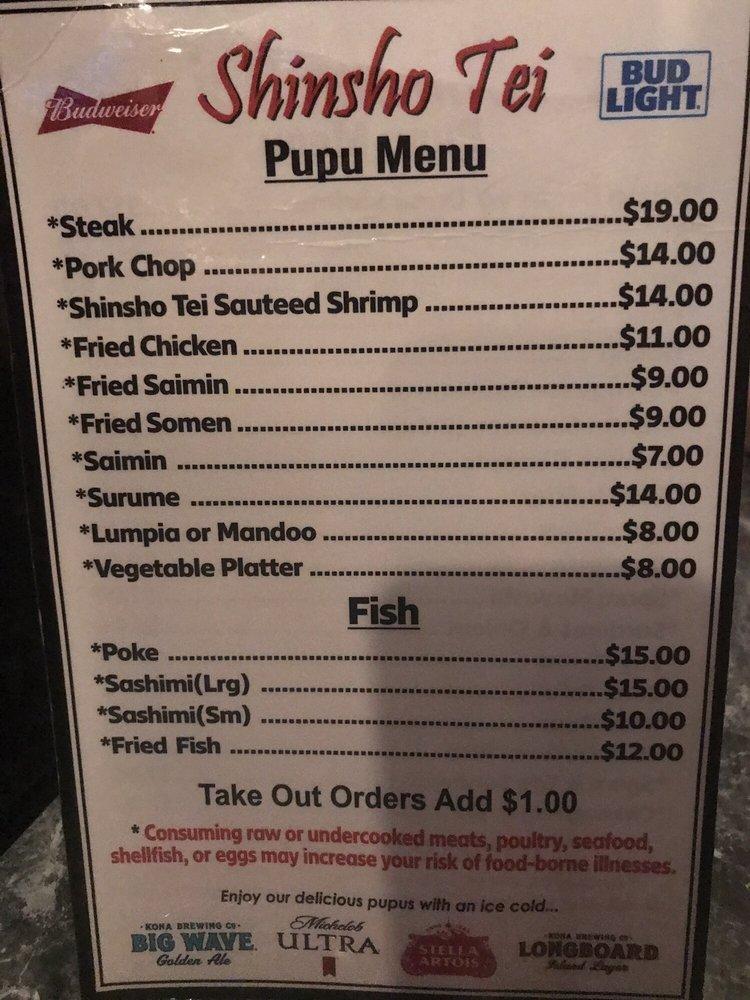 Menu at Shinsho Tei pub & bar, Honolulu