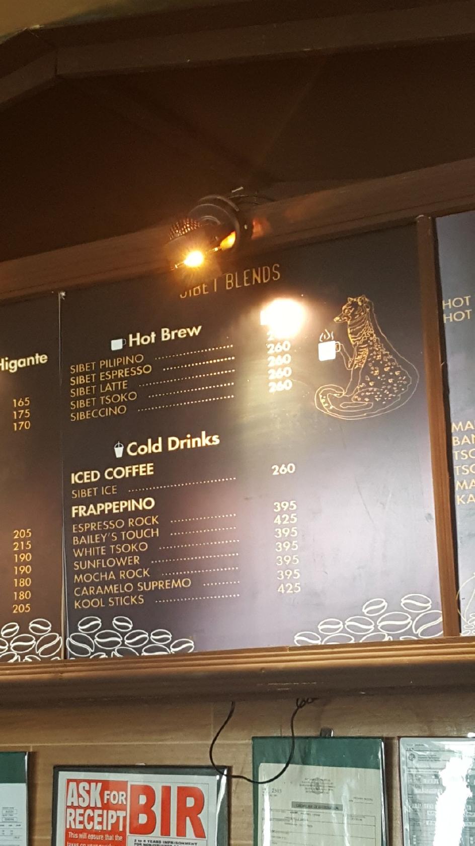 Menu at Barako Haus Zamboanga, Zamboanga