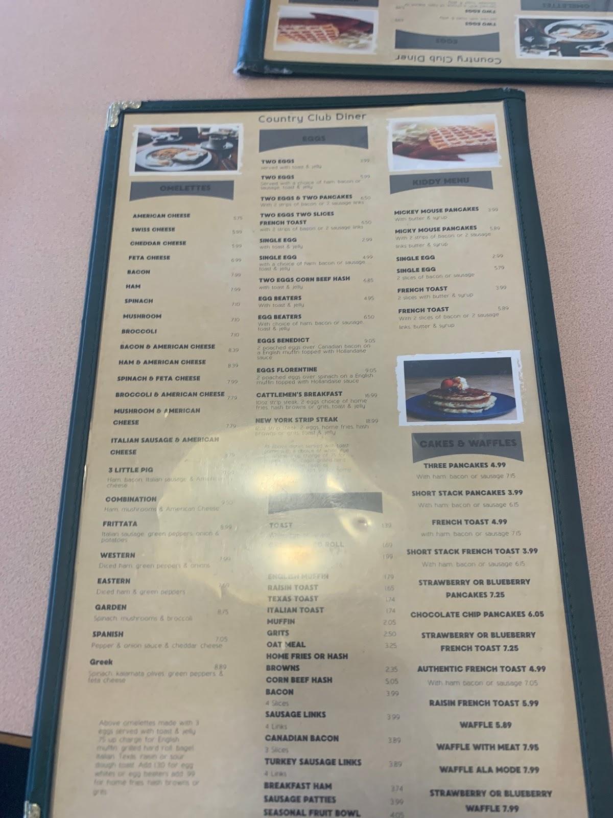 Menu at Country Club Diner, Rochester