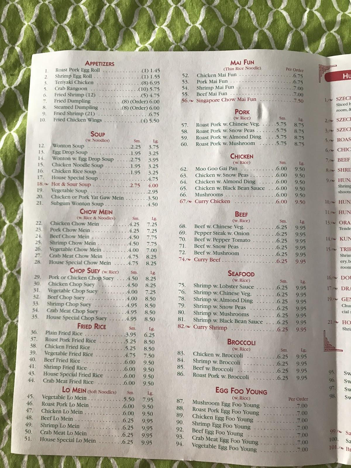Menu at Fu Sing restaurant, Willard, 111 Blossom Centre Blvd