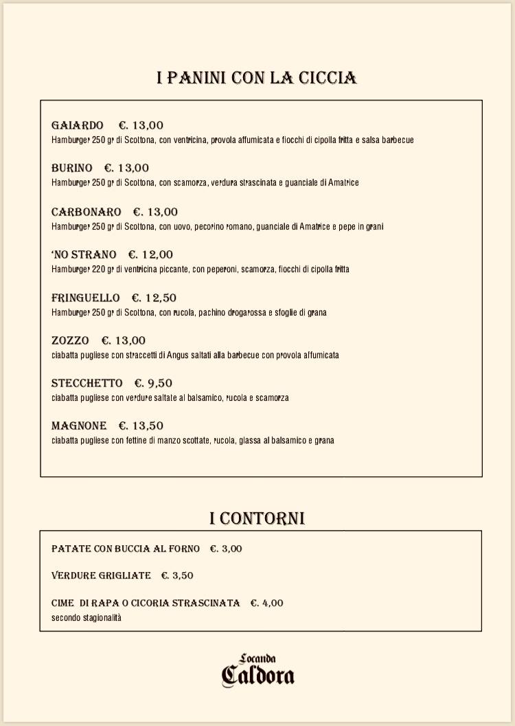 Speisekarte von Locanda Caldora restaurant, Vasto