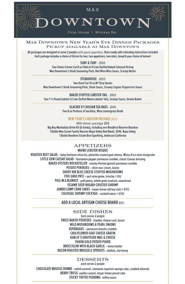 Menu at Max Downtown pub & bar, Hartford