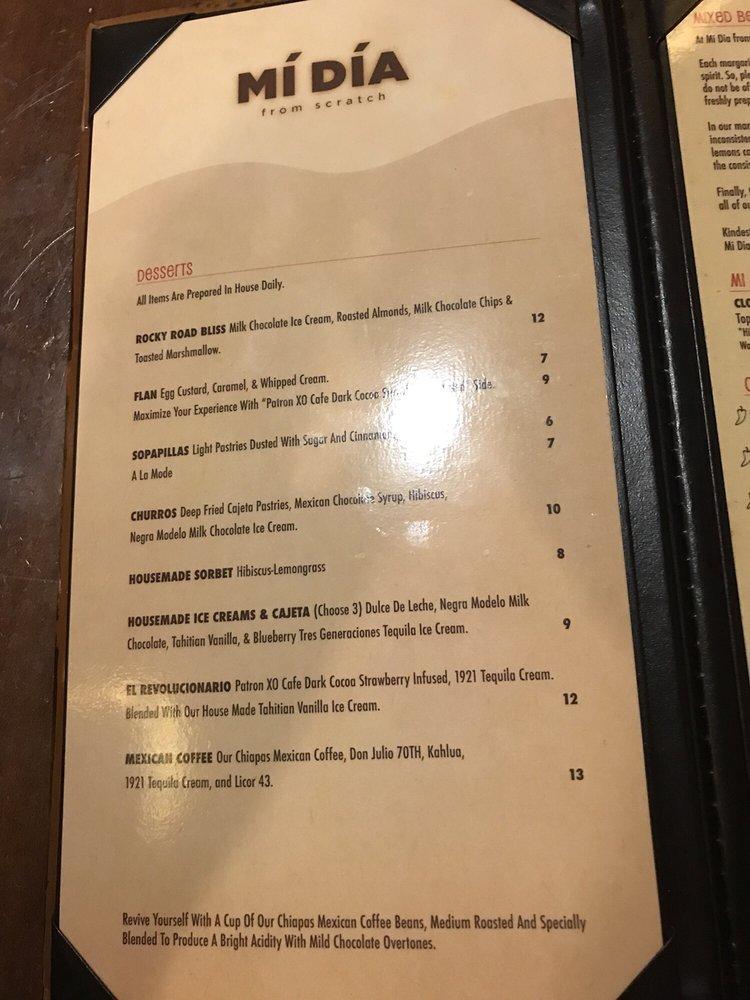 Menu at Mi Dia From Scratch pub & bar, Grapevine