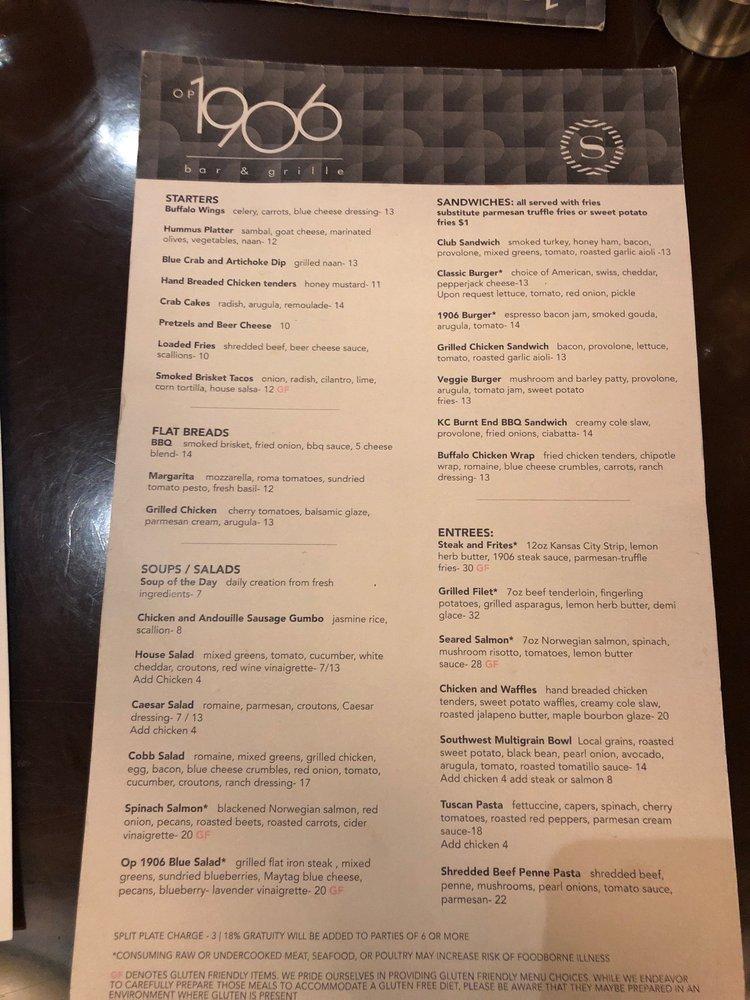 Menu at OP1906 Bar & Grill, Overland Park