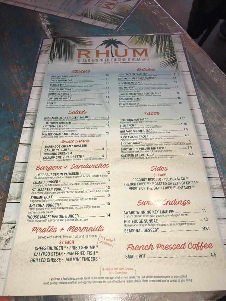 Menu at RHUM restaurant, Patchogue