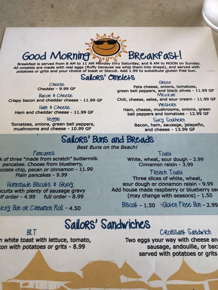 Menu at Sailor's Grill pub & bar, Navarre