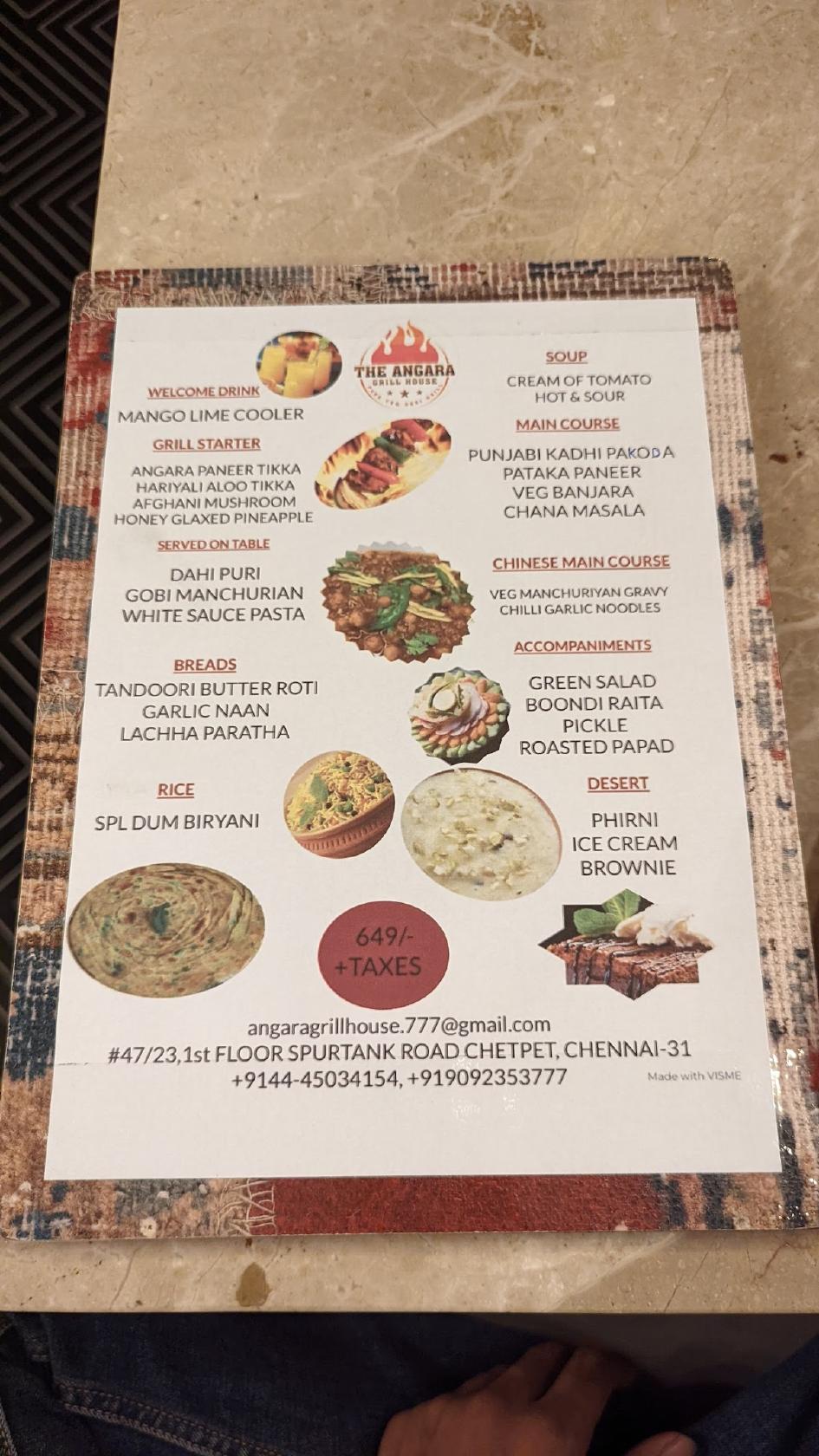 Menu at The Patiala House, Chennai, Ground Floor