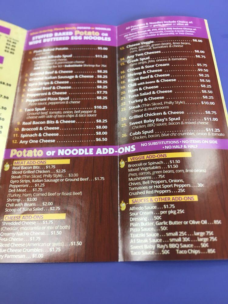 Menu at The Potato Place desserts, Detroit