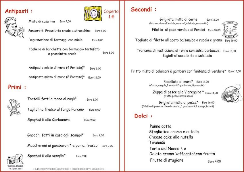 Menu da A Casa Mia ristorante, Viareggio