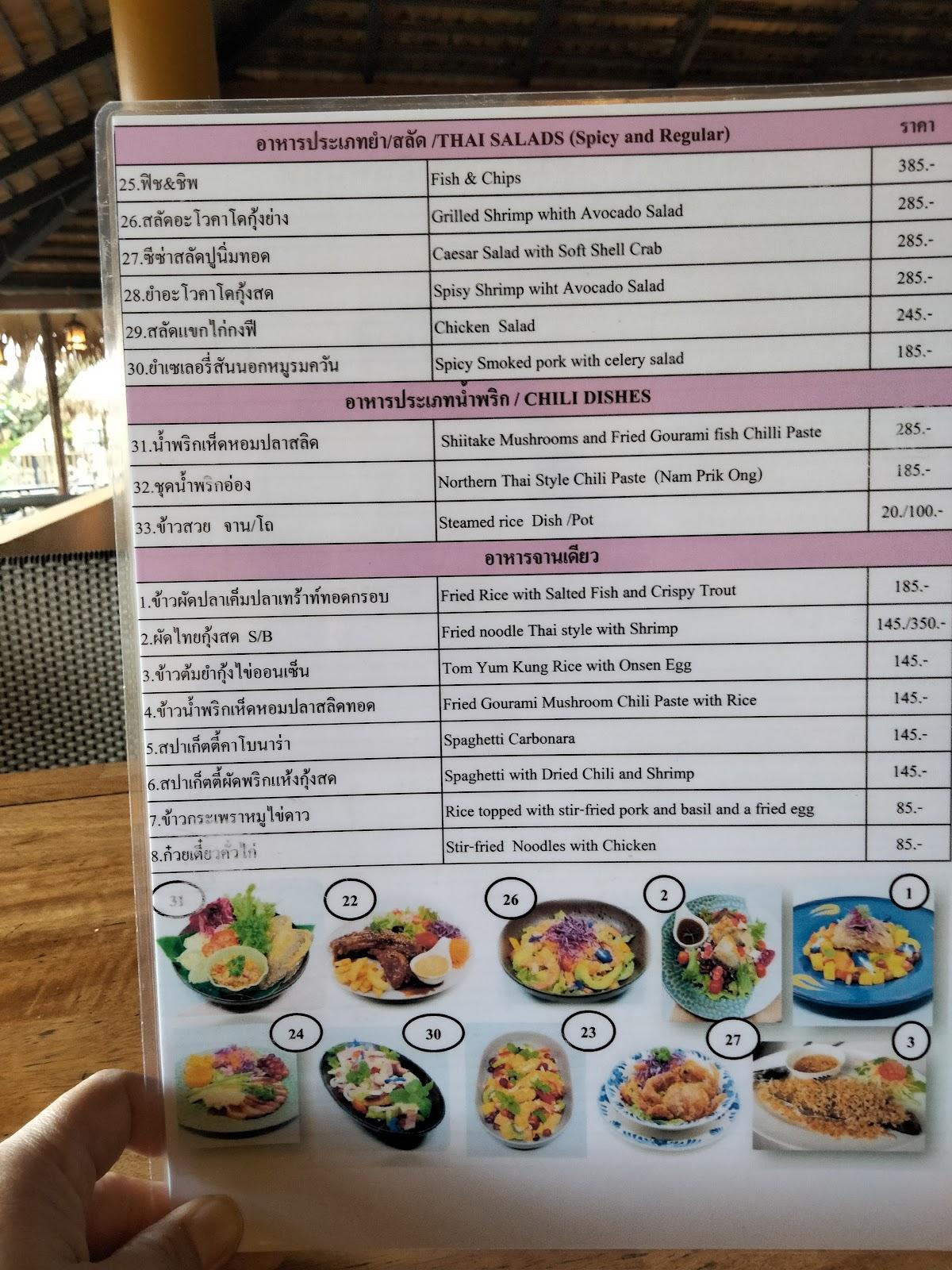 Carta de Inthanon Restaurant Chom Thong Chiang Mai ร้านอาหารสวัสดิการ ...