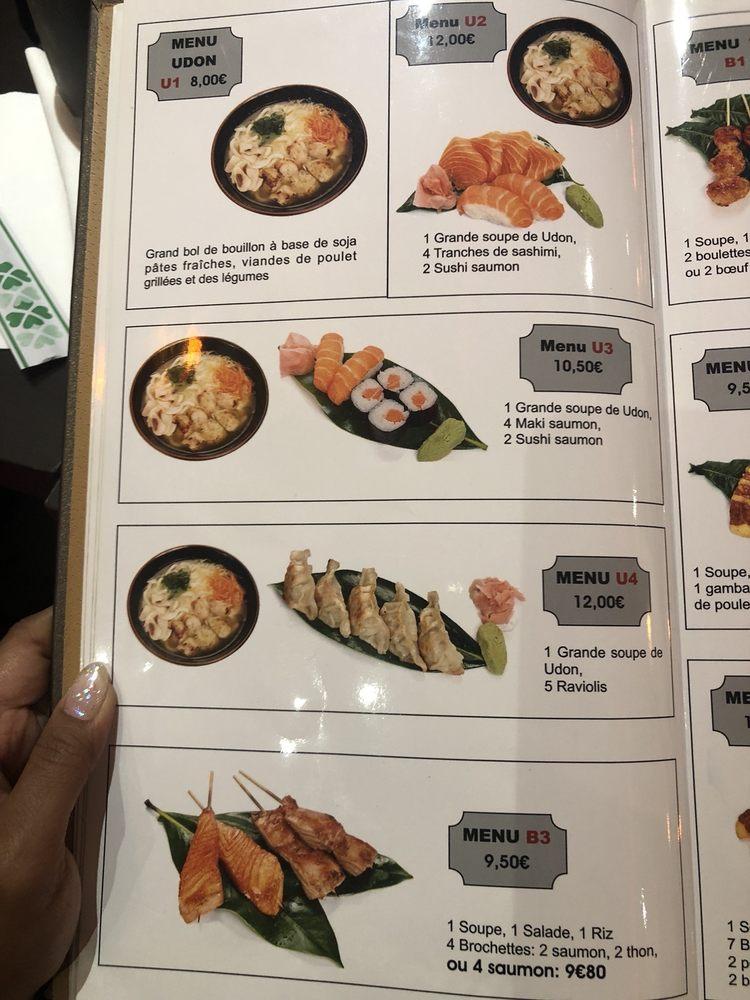 Menu at Sushi Yaki restaurant, Paris, 50 Rue Monsieur le Prince