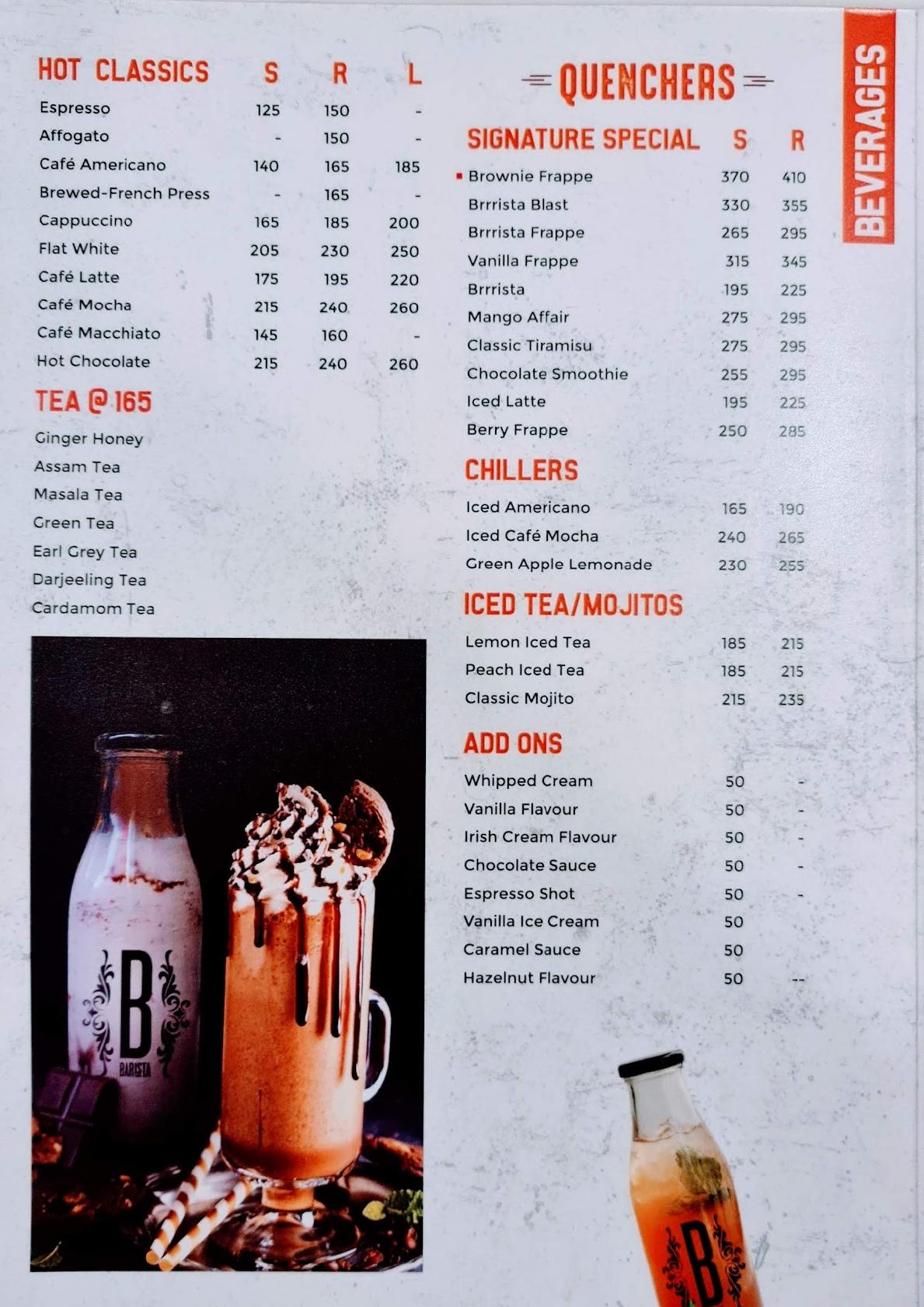 Menu at BARISTA SOLAN, Barog