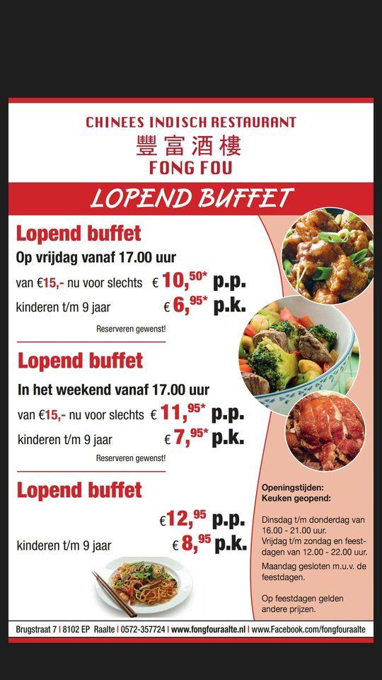 Menu at Chinees Indisch restaurant "Fong Fou", Raalte