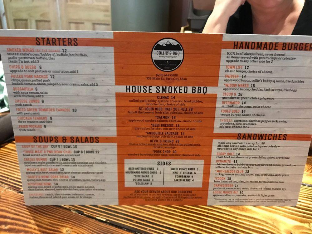 Menu at Collie's Sports Bar & Grill, Park City