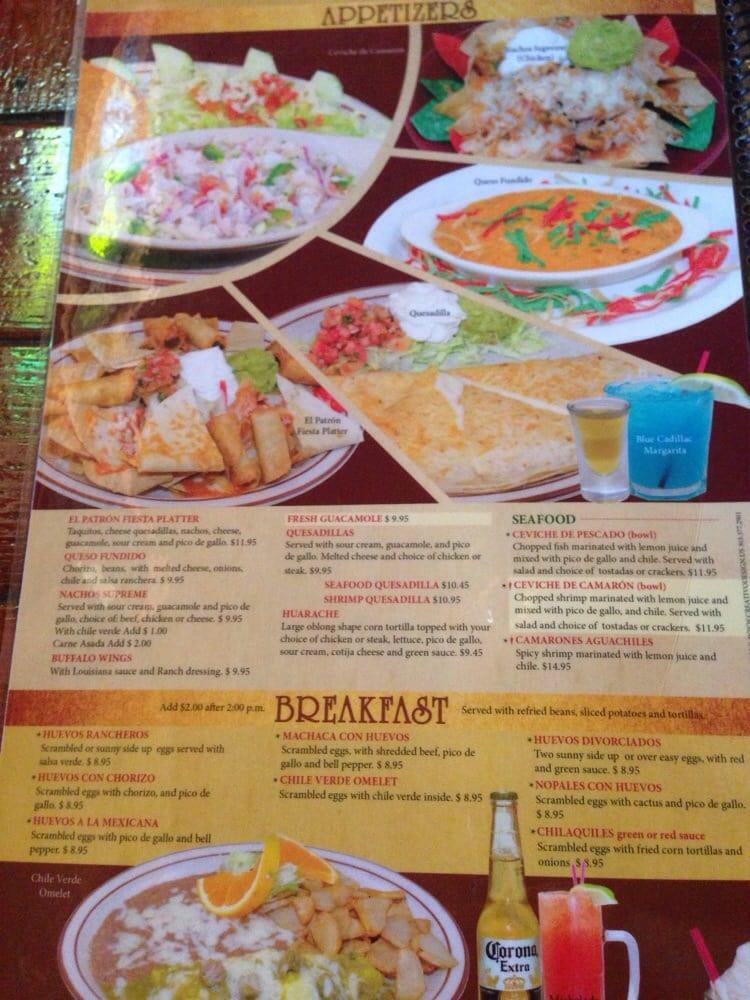 Menu at El Patron Bar and Grill, Bakersfield, Panama Ln
