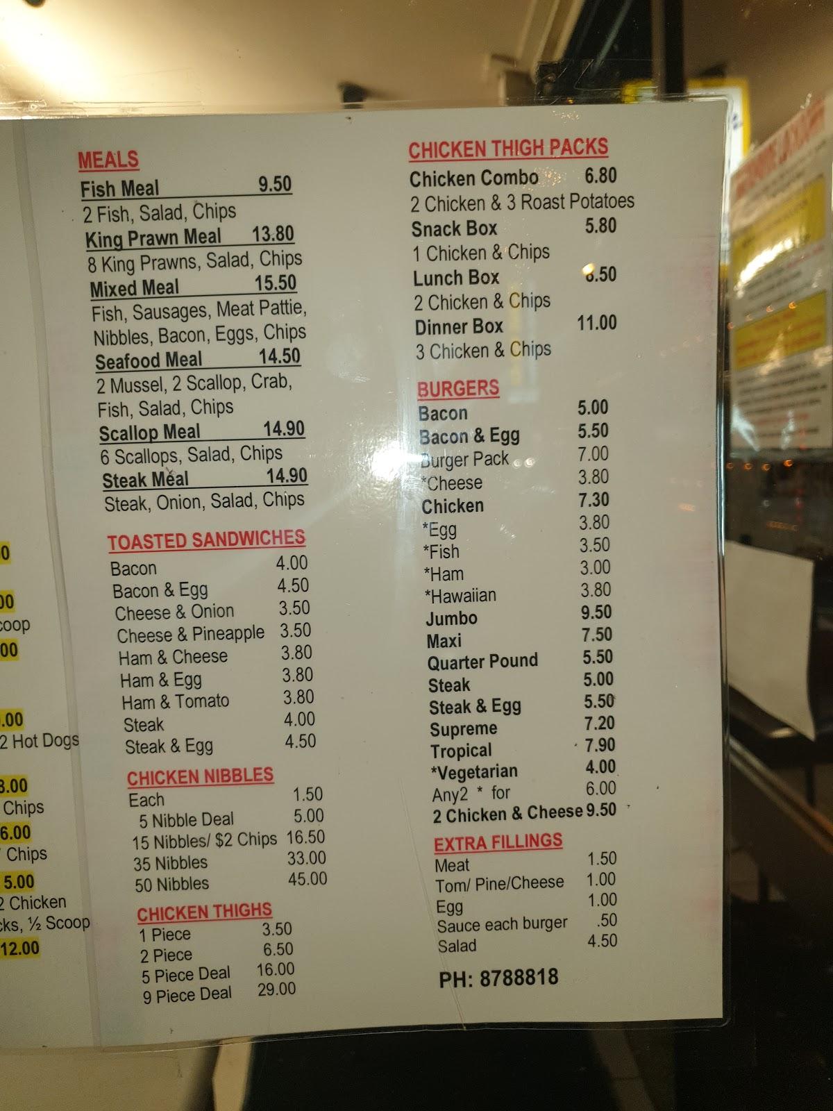 Menu at Fish Town Takeaways restaurant, Hastings