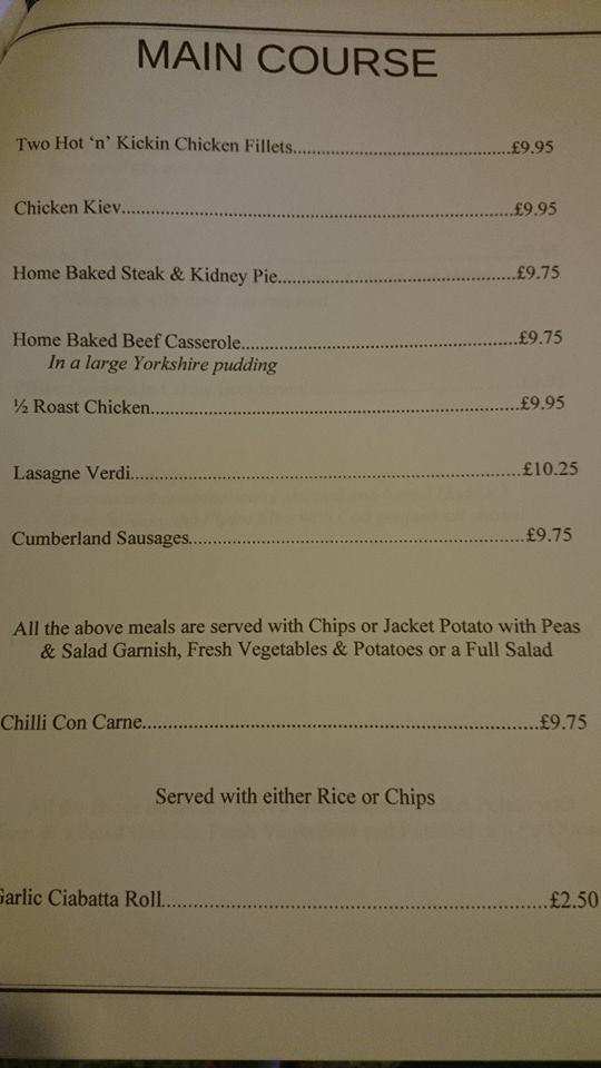 Menu at The Packet Inn pub & bar, Coningsby