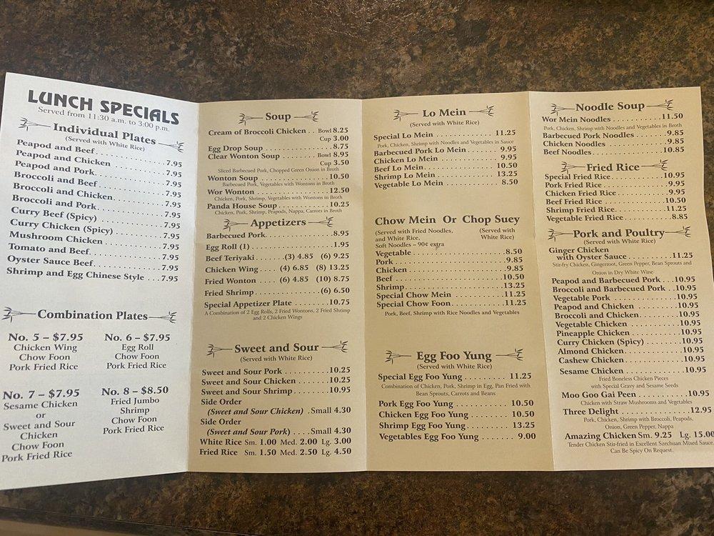 Menu at Panda House Chinese Restaurant, Worthington
