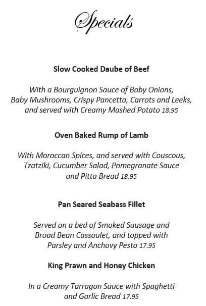 Menu at Royal Oak, Great Ayton pub & bar, Middlesbrough