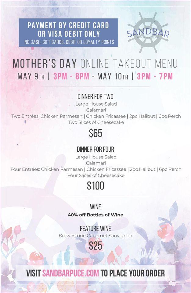 Menu at Sandbar Waterfront Grill, Lakeshore, 930 Old Tecumseh Rd