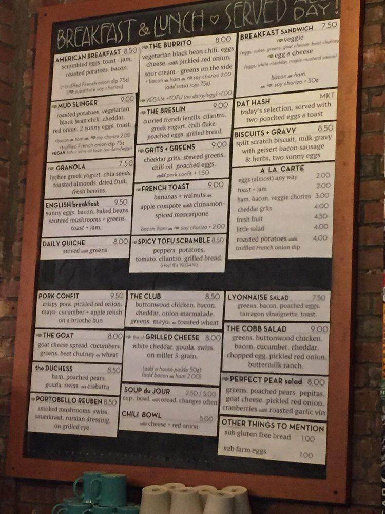 Menu at The Mud House cafe, St. Louis